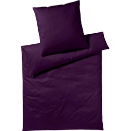 Bettwäsche Yes For Bed "Pure & Simple Uni in Gr. 135x200, 155x220 oder 200x200 cm", lila (pflaume), B/L: 155cm x 220cm, 1 Stk., 1 Stk., Mako-Satin, B/L: 80cm x 80cm, 2 Stk., Mako-Satin, Obermaterial: 100% Baumwolle, Bettwäsche, Bettwäsche aus Baumwolle, zeitlose Bettwäsche mit seidigem Glanz