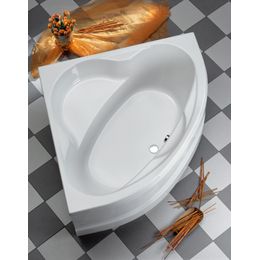 Eckwanne Ottofond "Sara", weiß, B:140cm H:42cm L:140cm T:140cm, Sanitäracryl, Badewannen, mit Fußgestell und Ablaufgarnitur