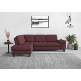 Ecksofa "Westham L-Form", lila (chianti), B:261cm H:88cm T:179cm, 90% Polyester 10%Polyamid, Sofas, Ecksofa, mit Ottomane, mit oder ohne Bettfunktion, Bettkasten, Verstellung