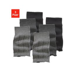 Stulpensocken Lavana, Damen, grau (1x anthrazit meliert, 1x grau meliert, 1x schwarz), Baumwolle, Polyamid, unifarben, Socken, für Stiefel und Boots
