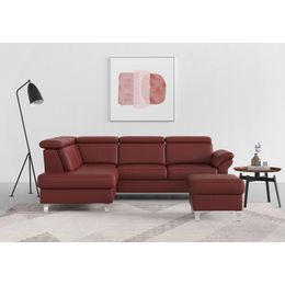 Sit & More Ecksofa SIT & MORE "Arngast L-Form", rot (merlot), B:245cm H:84cm T:194cm, Sofas, Ecksofa, inklusive Kopfteilverstellung und Federkern, Topseller