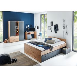 Jugendzimmer-Set Arthur Berndt "Alessio", braun (artisan oak nachbildung, anthrazit), ohne Matratze, B/H: 120cm x 200cm, Schlafzimmermöbel-Sets, mit Melamin-Oberfläche