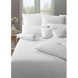 Bettwäsche Elegante "Milano", weiß, B/L: 155cm x 220cm, 1 Stk., 1 Stk., Mako-Satin, B/L: 80cm x 80cm, 2 Stk., Mako-Satin, Obermaterial: 100% Baumwolle, Bettwäsche, mit feinen Streifen