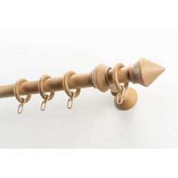 Gardinenstange Garesa "Palmo", braun (buchefarben), L:310cm &Oslash;:28mm, Holzwerkstoff, Gardinenstangen, Vorhanggarnitur aus Holz, verl&auml;ngerbar, mit Ringe/2 Lauf Gleiter