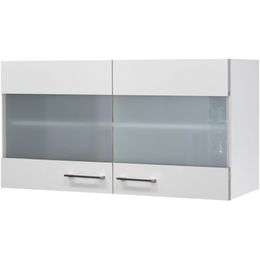 Glashängeschrank Flex-Well "Kopenhagen", weiß (weiß matt, milchglas), B:100cm H:54cm T:32cm, Spanplatte, Schränke, Glashängeschrank, (B x H x T) 100 x 54,8 x 32 cm, mit Stollenglastüren