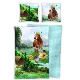 Wendebettwäsche Irisette "Magic-K 8862", bunt (multi), B/L: 155cm x 220cm, 1 Stk., 1 Stk., Mako-Satin, B/L: 80cm x 80cm, 2 Stk., Mako-Satin, Obermaterial: 100% Baumwolle, Bettwäsche, edler Digitaldruck