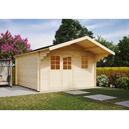 Gartenhaus Konifera "Kallenberg 3", beige (naturbelassen), Fußboden im Gartenhaus, Dachfolie, Holzwerkstoff, Gartenhäuser