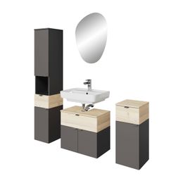 Badmöbel-Set SAPHIR "Quickset 394", grau (quarzgrau matt), Kastenmöbel-Sets