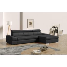 Sit & More Ecksofa SIT & MORE "Broadway L-Form", schwarz, B:284cm H:79cm T:171cm, Luxus-NaturLeder;Luxus-Kunstleder;NaturLEDER;Microfaser Primabelle (100% Polyester), Sofas, Ecksofa, inklusive Kopfteilverstellung, wahlweise mit Bettfunktion