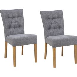 Polsterstuhl Home Affaire "Queen", blau (blaugrau, natur), B:46cm H:93cm T:64cm, Polyester, Stühle, Esszimmerstuhl mit Knopfheftung, 2er, 4er oder 6er-Set