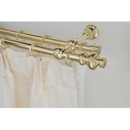 Gardinenstange Garesa "ANDREA", grau (messingfarben), L:190cm &Oslash;:20mm, Metall, Gardinenstangen, Vorhanggarnitur, verl&auml;ngerbar, Endknopf Profil gro&szlig;, mit Ringen