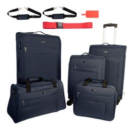 Trolleyset Travel Pal "Reisegepäck Trolley-Set PALMA", blau (marine), Polyester, unifarben, Koffer-Sets, 3 Koffer S/M/L, Reisetasche, Fliegetasche, Kofferanhänger, Koffergurt