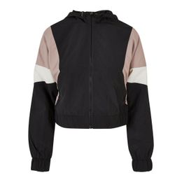 Allwetterjacke Urban Classics "Urban Classics Damen Ladies Short 3-Tone Crinkle Jacket", Damen, Gr. 4XL, rosa (schwarz, duskrose, sandweiß), 100% Polyester, unifarben, Casual, loose fit, ohne Ausschnitt, Jacken