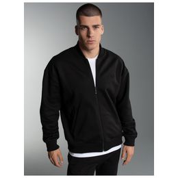 Sweatjacke TRIGEMA "TRIGEMA Collegejacke in weicher Sweat-Qualität", Herren, Gr. L, schwarz, 70% Baumwolle, 30% Polyester, Basic, Sweatjacken