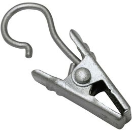 Gardinenhaken Gardinia "Clipshaken mit Klammer Metall" Gr. 1, silber (silberfarben), 10 Stk., Gardinenbefestigungen, Zubehör Vitragestangen/Caféhausstangen