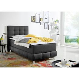 Boxbett Inosign "Vaasa", grau (anthrazit), B:104cm L:210cm, Komplettbetten, inkl. Bettkasten & Topper, XXL-Ausführung, Überlänge 220 cm