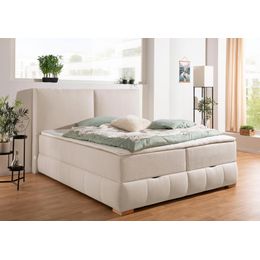 Boxbett OTTO HOME "Wehma", beige, B:210cm L:213cm, Komplettbetten, in H2, H3 & H4 wählbar, inklusive Topper