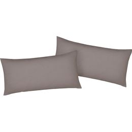Kissenbezug bellana "Mako-Jersey-Exclusiv", grau (taupe), B:80cm L:40cm, Baumwolle, Obermaterial: 100% Baumwolle, Kissenbezüge, aus reiner Baumwolle