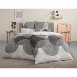 Bettwäsche Bierbaum "Carla in Gr. 135x200 oder 155x220 cm", silber (silberfarben), B/L: 155cm x 220cm, 1 Stk., 1 Stk., Seersucker, B/L: 80cm x 80cm, 2, Seersucker, Obermaterial: 100% Baumwolle, Bettwäsche, Bettwäsche aus Baumwolle, geometrische Bettwäsche mit Reißverschluss