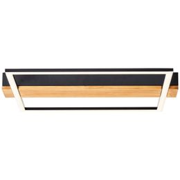 Brilliant Deckenleuchte "Loneos", schwarz (schwarz, holz), 1, H: 4,6cm, 1 Stk., Leuchten, 3 Stufen dimmbar - 45x40cm - 3000 Lumen, 3000 Kelvin, warmweiß