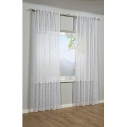 Gardine SEHLBACH "Schal Dolly-Voile Ranke" Gr. 1, weiß, B:140cm H:245cm, Polyester, Gardinen, mit Gardinenband und verdeckten Schlaufen
