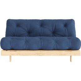 Daybett Karup Design "Roots Sofa Bed, Schlafsofa, Daybett, Bettfunktion, FSC-Massivholz", blau (navy), B:160cm H:85cm, Bezug: 80% Baumwolle, 20% Polyester, Daybetten, Inkl. Futonmatratze. Mehrere Gr&ouml;&szlig;en & Farben, Made in Europe