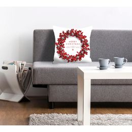 Dekokissen queence "Mina", rot (rot, bedruckt), B:40, Polyester, Dekokissen_Sitzkissen_Kissenhüllen, Kissenhülle ohne Füllung, 1 Stück