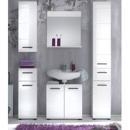 Hochschrank Welltime "Sovana", weiß (weiß, weiß hochglanz), B:30 T:31, FSC-zertifizierter Holzwerkstoff, Schränke, Badschrank mit einer Schublade und 5 Fächern - (B/T/H) 30/31/182 cm