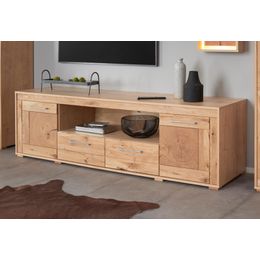 Lowboard VOGL M&Ouml;BELFABRIK, braun (eichefarben chalet, wildeiche massiv), B:184cm H:55cm T:50cm, Sideboards, Lowboard, Breite 184 cm