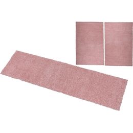 Bettumrandung my home "Shaggy 30" Gr. 14, rosa, H:30mm, Obermaterial: 100% Polypropylen, Bettumrandungen, gewebt, 2- oder 3-teilig, Bettvorleger, Läufer-Set, Uni-Farben