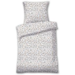 Bettwäsche Dyckhoff "Ambra", silber (gold, silber), B/L: 155cm x 220cm, 1 Stk., 1 Stk., Frottee, B/L: 80cm x 80cm, 2 Stk., Frottee, Obermaterial: 75% Baumwolle, 25% Polyester, Bettwäsche, aus Weichfrottier