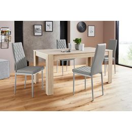 Essgruppe Inosign "Lynn160/Brooke", grau (eichefarben, grau,), B:160cm, Sitzmöbel-Sets, Tisch mit 4 Stühlen