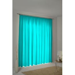 Vorhang WIRTH "WIRTHNatur", blau (türkis), B:127cm H:335cm, Baumwolle, Gardinen, nach Maß