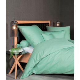 Bettwäsche Janine "Colors 31001", grün (jadegrün), B/L: 200cm x 220cm, 1 Stk., 2 Stk., Mako-Satin, B/L: 80cm x 80cm & 80cm x 80cm, 3 Stk., Mako-Satin, Obermaterial: 100% Baumwolle, Bettwäsche, feinfädige uni Bettwäsche für alle Jahreszeiten, Markenreißverschluss