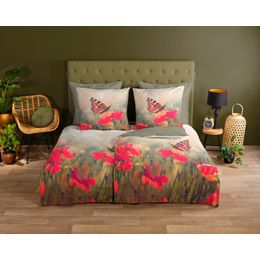 Wendebettwäsche Good Morning "Poppies", grün, B/L: 200cm x 200cm, 1 Stk., 2 Stk., Renforcé, B/L: 80cm x 80cm & 80cm x 80cm, 3 Stk., Renforcé, Obermaterial: 100% Baumwolle, Bettwäsche, 100% Baumwolle, 135x200, 2 Teilig, Reißverschluss, Wendeoptik, Poppy