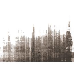 Fototapete ARCHITECTS PAPER "Atelier 47 Skyline Artwork 3", braun (dunkelbraun, weiß, grau), B:4m L:2,7m, Vlies, Tapeten, Vlies, Wand, Schräge, Decke