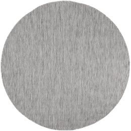 Teppich Bruno Banani "Venezia" Gr. 9, grau, H:4mm &Oslash;:120cm, Kunstfaser, Teppiche, Teppich, Flachgewebe, Sisal-Optik, meliert, UV-best&auml;ndig, Outdoor geeignet