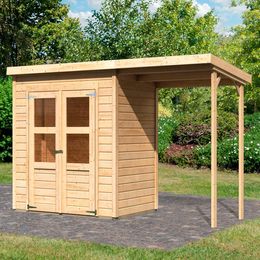 Gartenhaus Karibu "Baggersee 1", beige (naturbelassen), ohne Fußboden, ohne Dacheindeckung, Holzwerkstoff, Gartenhäuser