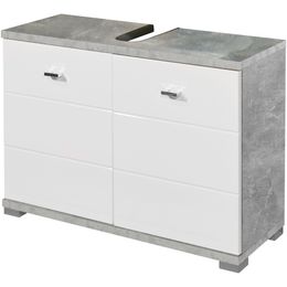 Waschbeckenunterschrank BASIC BY BALCULINA "Pool, Badezimmerschrank BxHxT 80x57x31", weiß (beton, weiß hochglanz), B:80cm H:57cm T:31cm, Holzwerkstoff, Schränke, Breite 80cm, Tür L/R montierbar