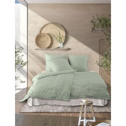 Bettwäsche Irisette "Tokio 8607", grün (jade), B/L: 140cm x 200cm, 1 Stk., 1 Stk., Mako-Satin, B/L: 90cm x 70cm, 2 Stk., Mako-Satin, Obermaterial: 100% Baumwolle, Bettwäsche, seidiger Glanz, besonders weich und hautschmeichelnd