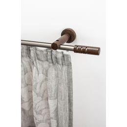 Gardinenstange Garesa "PEMPIA", silber (chrommtnussb), L:420cm &Oslash;:20mm, Holzwerkstoff, Metall, Gardinenstangen, Vorhanggarnitur, verl&auml;ngerbar, Knopf m.Ausschnitte