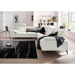 Ecksofa W.Schillig "valentinoo, Designsofa, elegant und bequem, L-Form", wei&szlig; (wei&szlig; z59), B:318cm H:83cm T:298cm, Longlife Xtra-Leder Z59: Glattleder mit modischer Pr&auml;gung. Hautst&auml;rke 0, 9 - 1, 1 mm, Sofas, Ecksofa, mit Sitztiefenverstellung, Breite 318 cm
