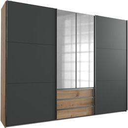 Schwebetürenschrank wimex "Magic by fresh to go", grau (plankeneiche nachbildung, graphit), B:300cm H:216cm T:65cm, Schränke