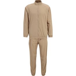 Trainingsanzug DEF "DEF Herren DEF Elastic plain track suit", Herren, Gr. 3XL, beige, 100% Polyester, unifarben, normal, Sportanzüge