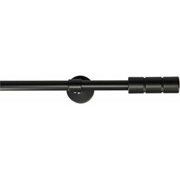 Gardinenstange Garesa "STAURA", schwarz, L:370cm &Oslash;:16mm, Holzwerkstoff, Metall, Gardinenstangen, Vorhanggarnitur, verl&auml;ngerbar, Knopf mit 2 Rillen, ohne Ringe