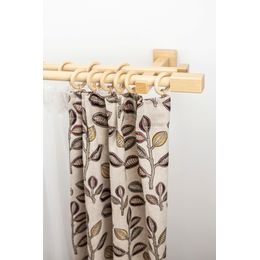 Gardinenstange Garesa "CUBUS", beige (natur), L:430cm &Oslash;:20mm, Holzwerkstoff, Gardinenstangen, Vorhanggarnitur, verl&auml;ngerbar, Endknopf eckig, mit Ringe