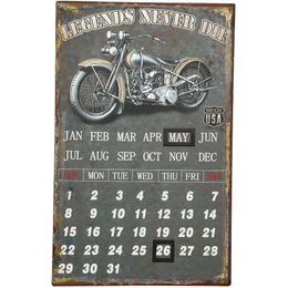 Metallbild AMBIENTE HAUS "Metallbild Kalender - Biker 25x40cm", bunt (farbe bild(er): bunt), B:40cm H:25cm T:1cm, Eisen, Bilder