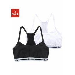 Bustier Bench., Mädchen, Gr. 158/164, N-Gr, schwarz-weiß (schwarz, weiß), Jersey, Obermaterial: 90% Baumwolle, 10% Elasthan (LYCRA), unifarben, körpernah, BHs, Mädchen - verstellbarer Ringerrücken