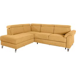 Sit & More Ecksofa SIT & MORE "Arngast L-Form", gelb (senf), B:245cm H:84cm T:194cm, Sofas, Ecksofa, inklusive Kopfteilverstellung und Federkern, Topseller