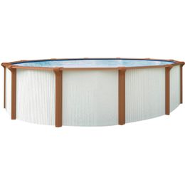 Rundpool KWAD "Green line Evolution", weiß (weiß, innenfarbe: blau), H:132cm Ø:550cm, Schwimmbecken, 5,5x1,32 white- wood, Folie in blau, sand oder grau erhältlich